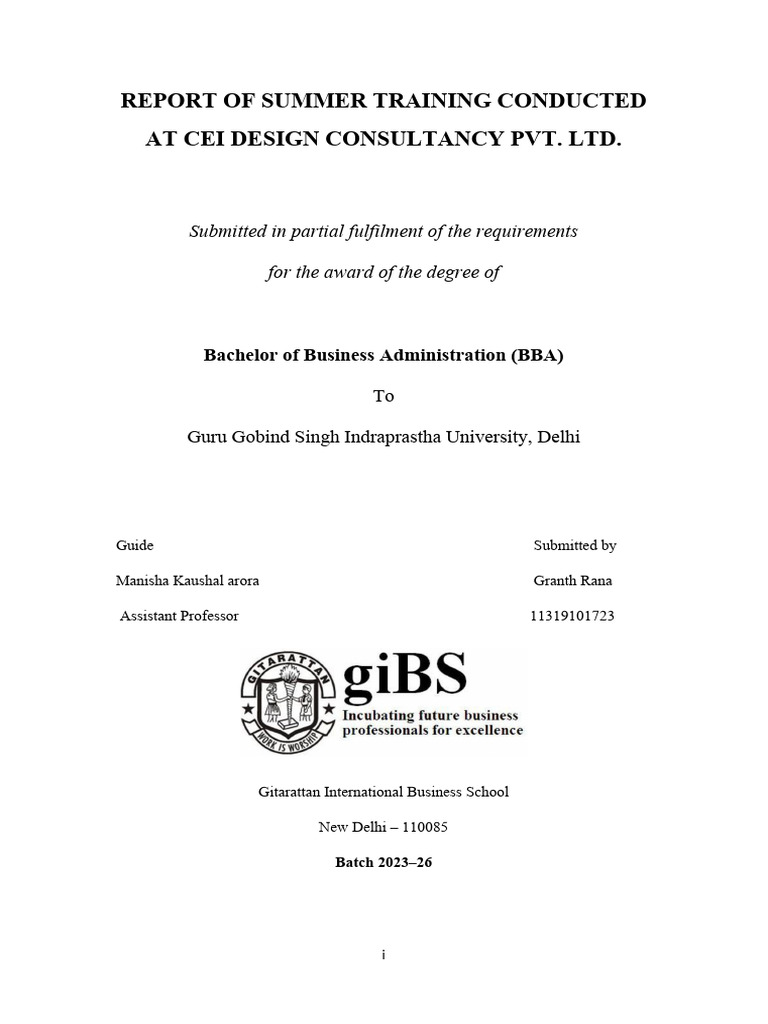 Summer Training Report: CEI Design Consultancy | PDF | Human Resource ...