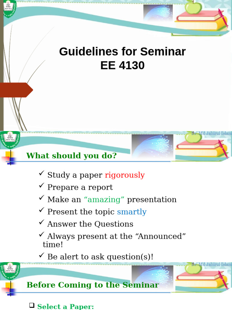 Guidelines For Seminar - Final | PDF