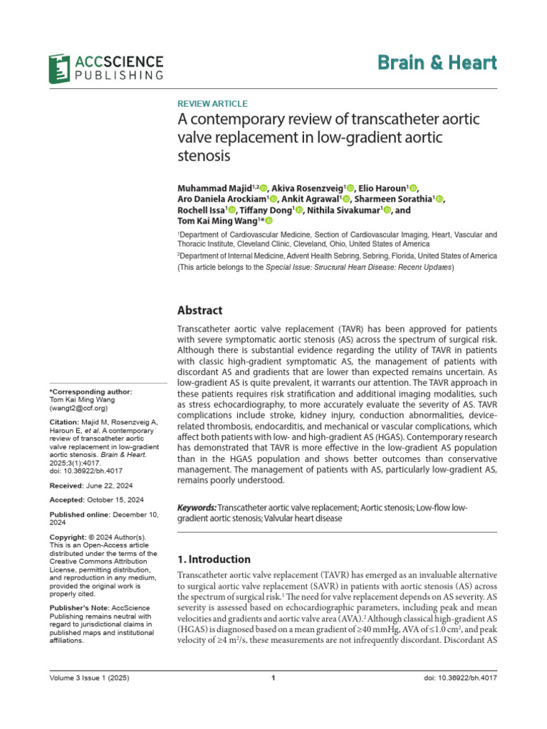 TAVR Review for Low-Gradient Aortic Stenosis | PDF | Echocardiography ...
