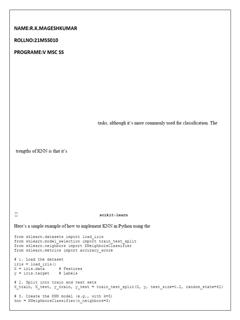 KNN Implementation in Python | PDF | Theoretical Computer Science ...