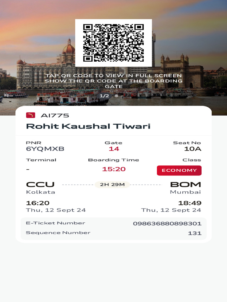 Air India Boarding Pass | PDF