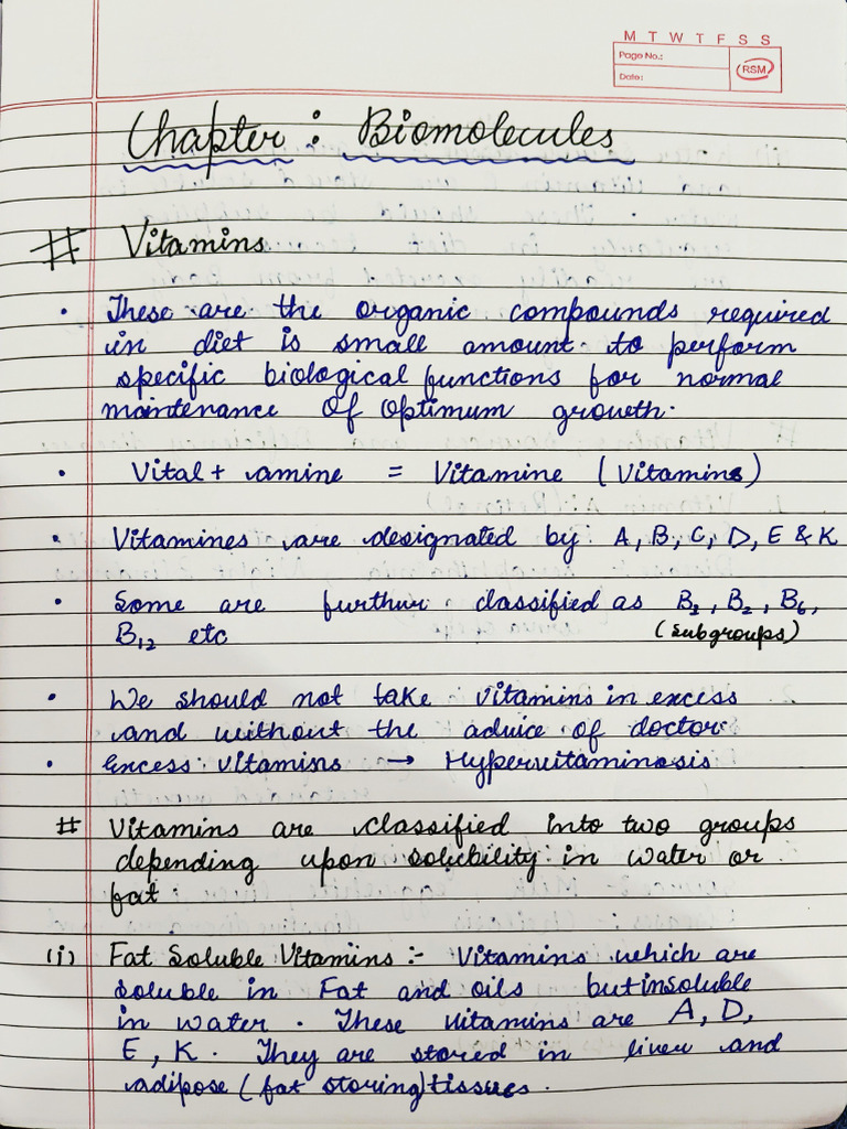 Biomolecules Class 12 Chapter 10 Chemistry Notes ? | PDF