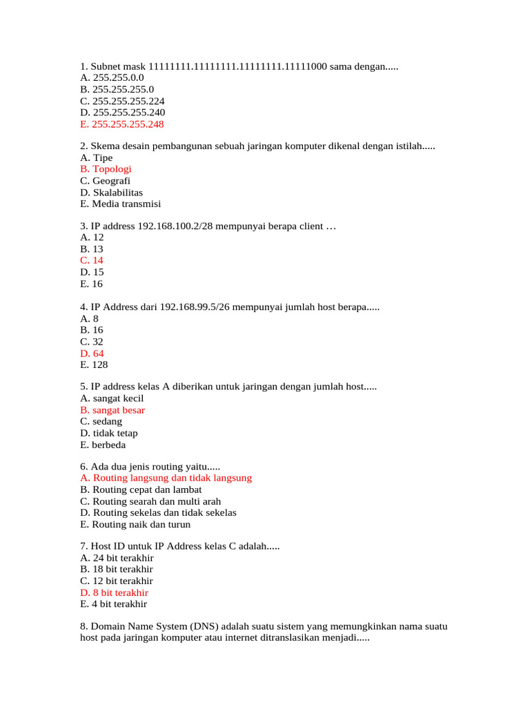 soal psas kelas 11 mapel kk tkj | PDF