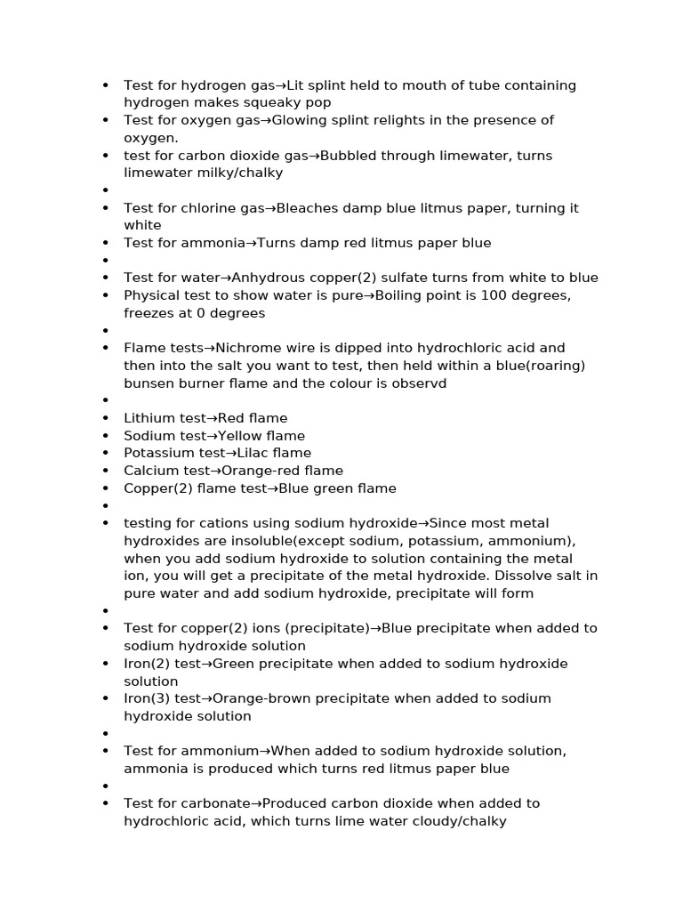 CHem Tests | PDF | Precipitation (Chemistry) | Hydroxide