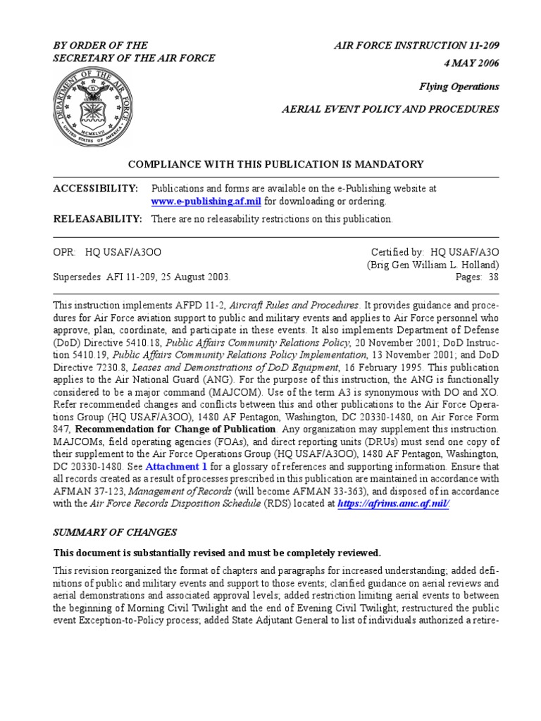 Afi11-209 Airdisplay | PDF | United States Air Force | Air Traffic Control