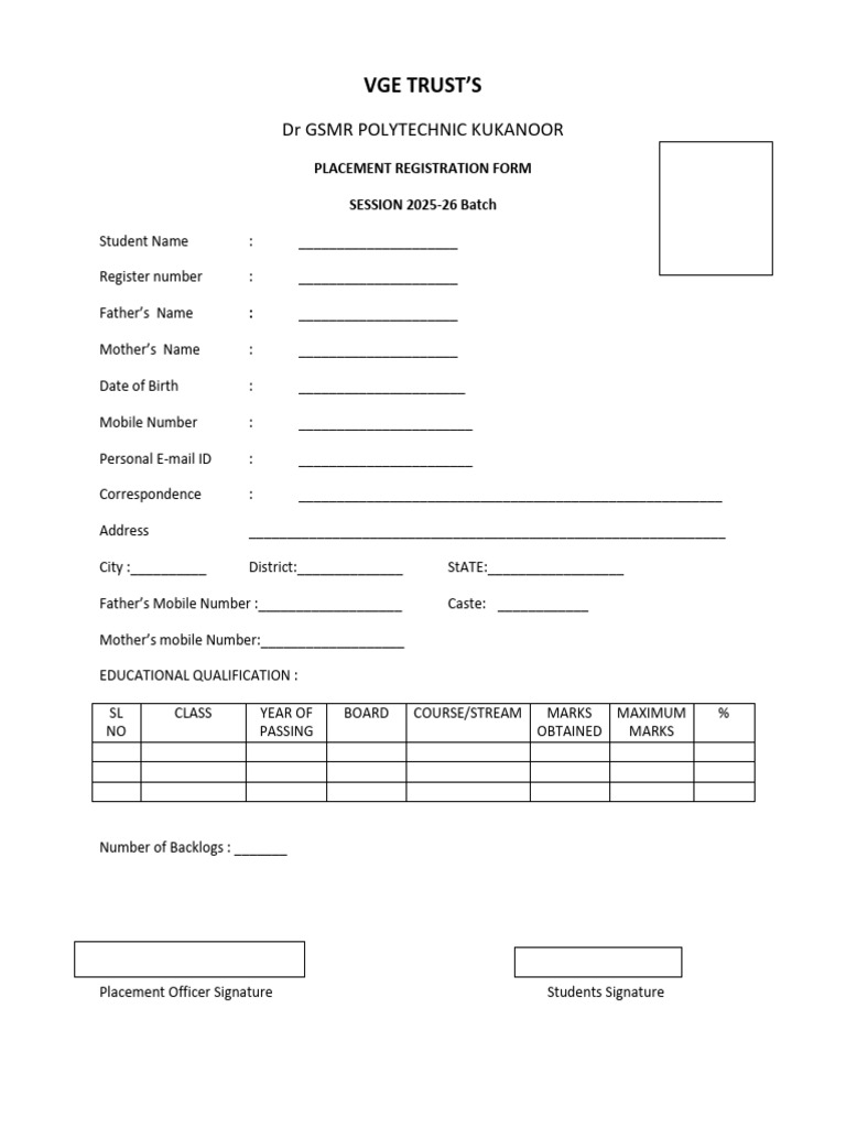 Placement Format Students | PDF