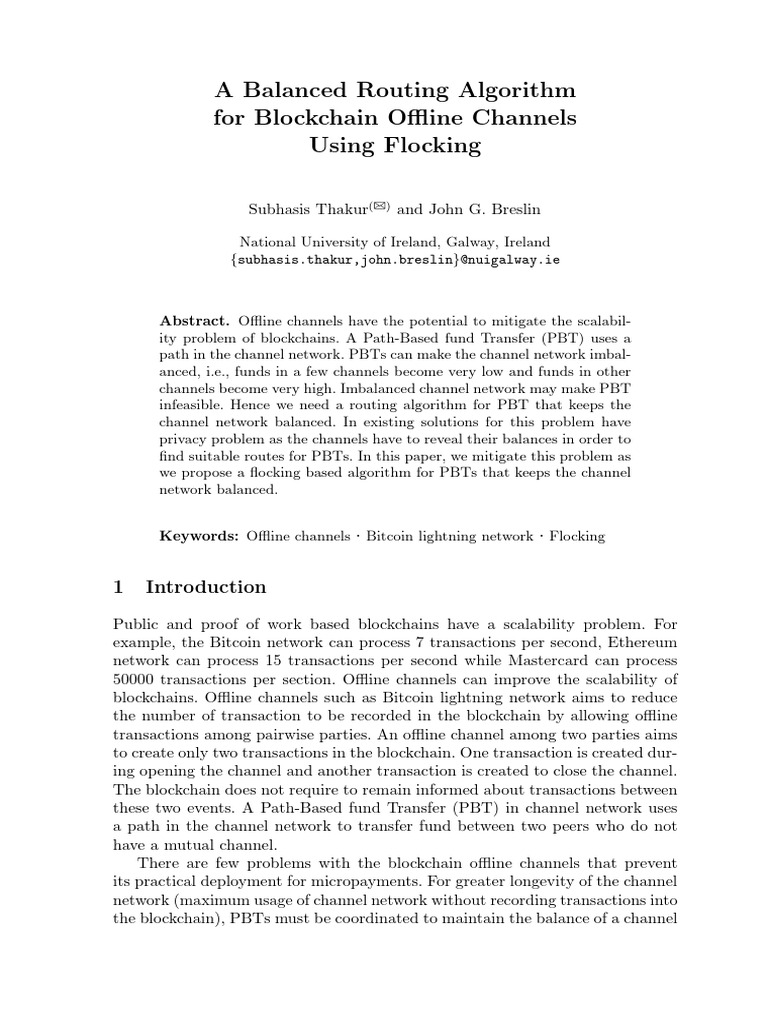 A balanced routing algorithm for blockchain offline channels using flocking | PDF | Routing ...