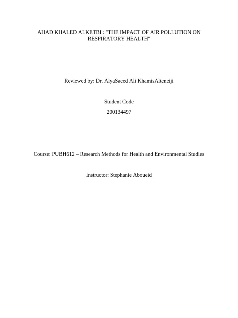 Air Pollution's Effects on Respiratory Health | PDF | Quantitative ...