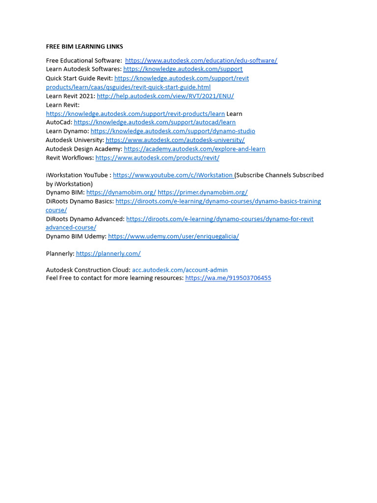 FREE BIM Learning Links | PDF