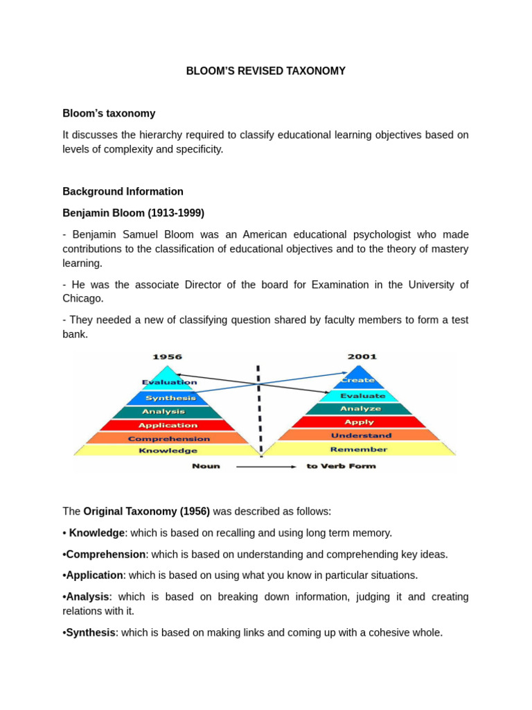 Blooms Revised Taxonomy | PDF | Knowledge | Cognition