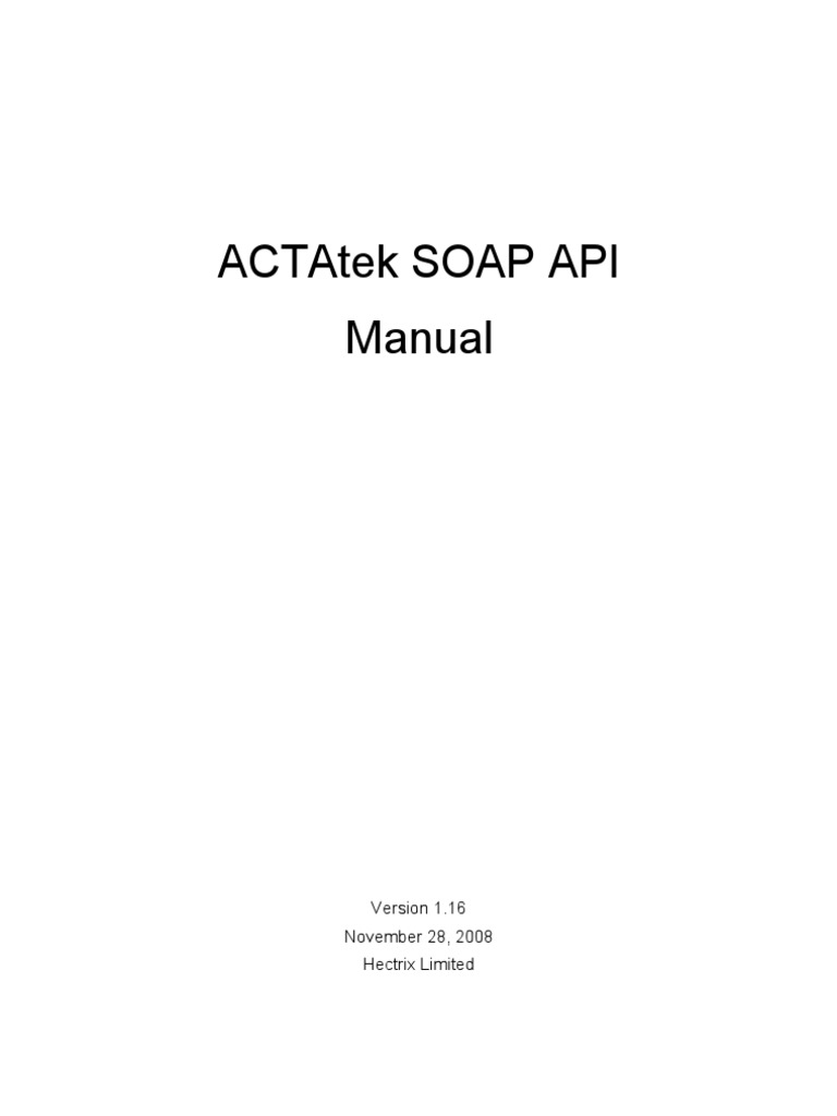 Actatek Soap API Manual | PDF | Web Service | Soap