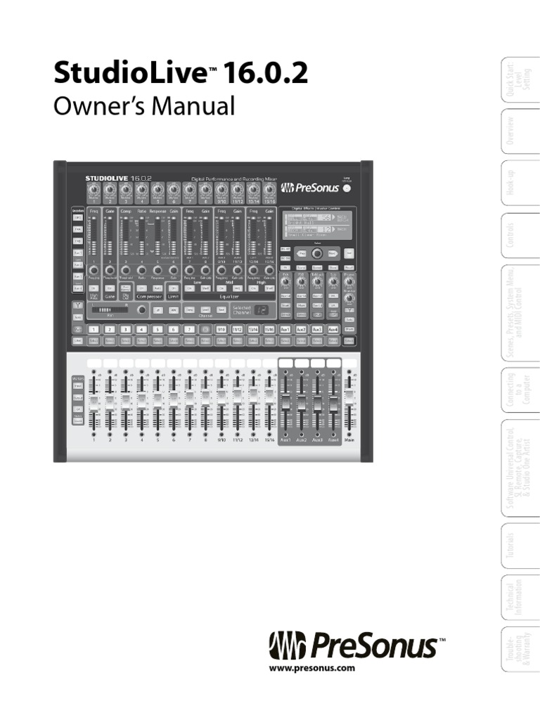 Presonus Studio Live 1602 Manual en | PDF | Equalization (Audio ... Presonus Studio Live 1602 Manual en | PDF | Equalization (Audio ...