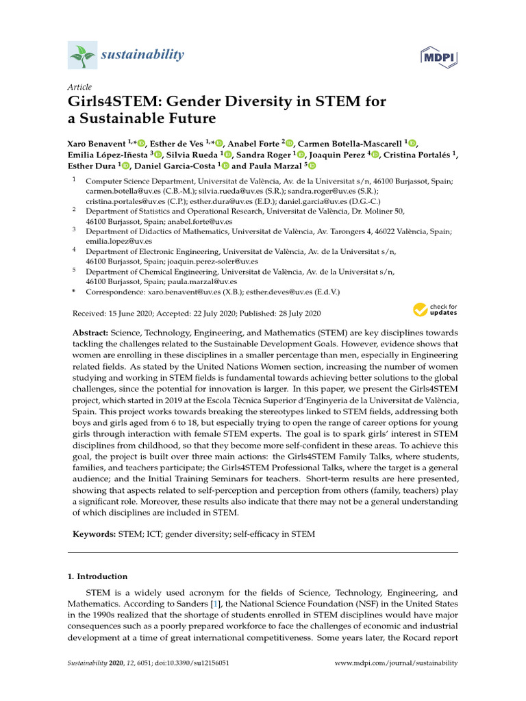 Girls4STEM: Gender Diversity in STEM for a Sustainable Future | PDF ...