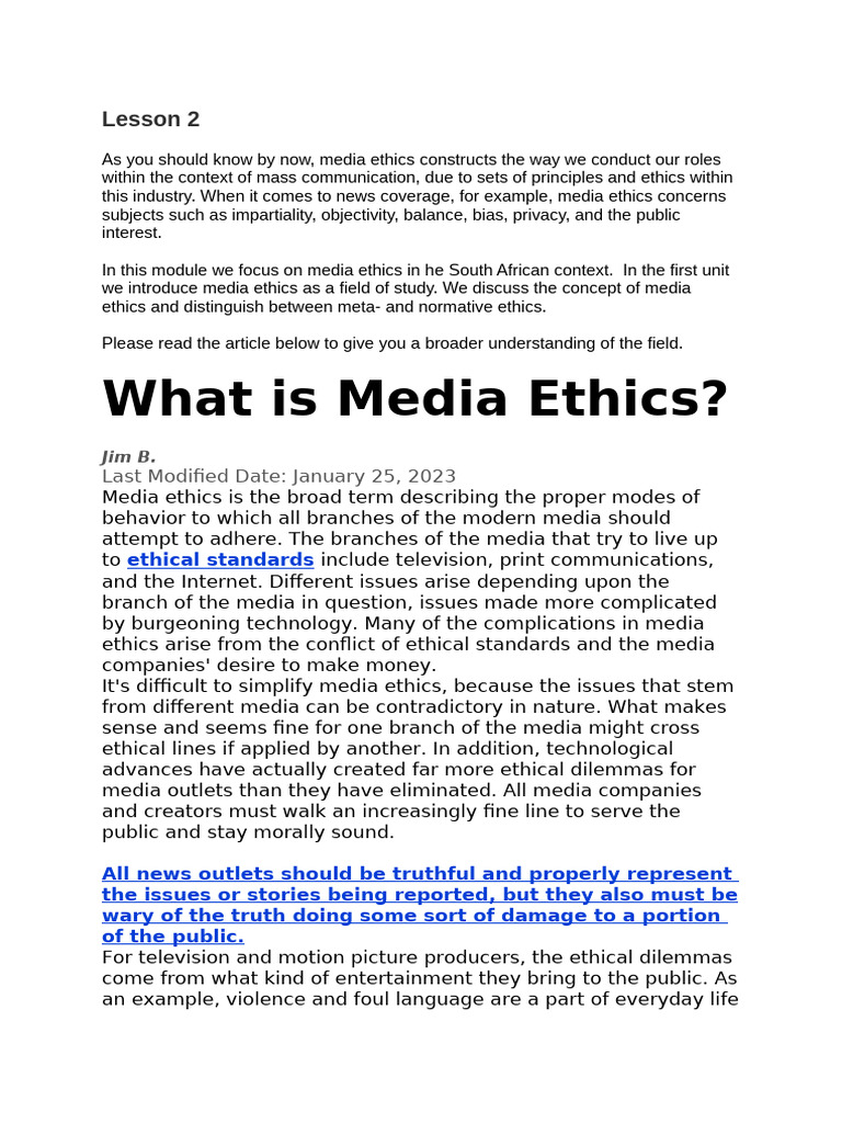 Understanding Media Ethics in South Africa | PDF | Human Communication
