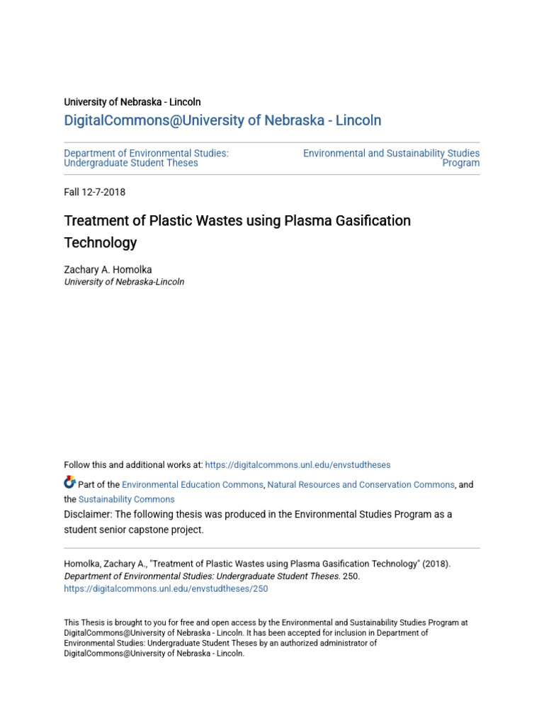 Plasma Gasification of Plastic Waste | PDF | Gasification | Recycling