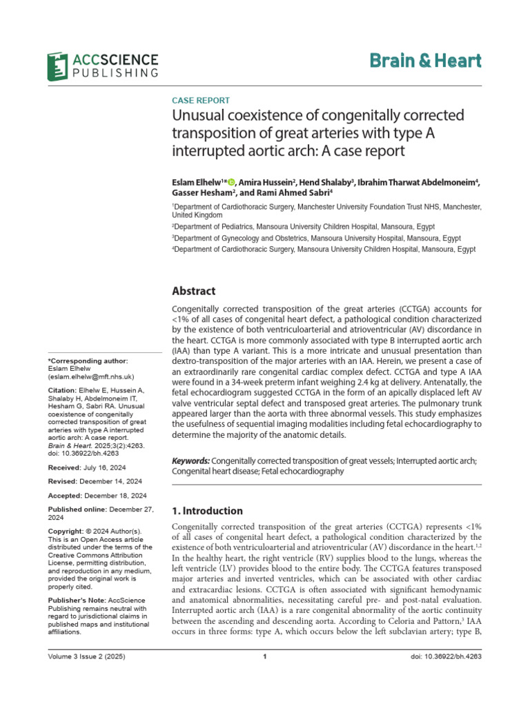 Unusual coexistence of congenitally corrected transposition of great arteries with type A ...