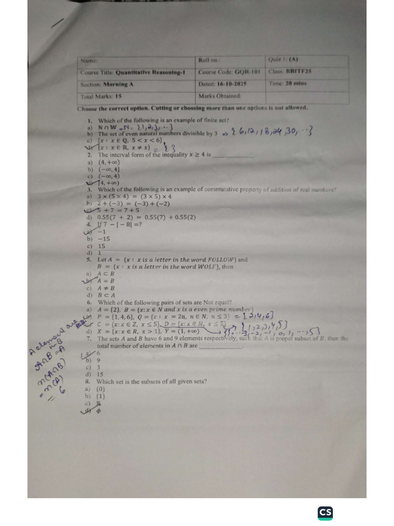Solution of Quiz-1 | PDF