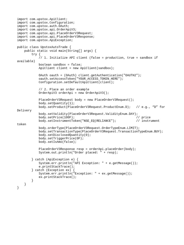 Import Com - Upstox.apiclient | PDF