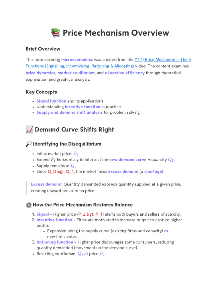 Price Mechanism Functions Explained | PDF | Economic Equilibrium ...