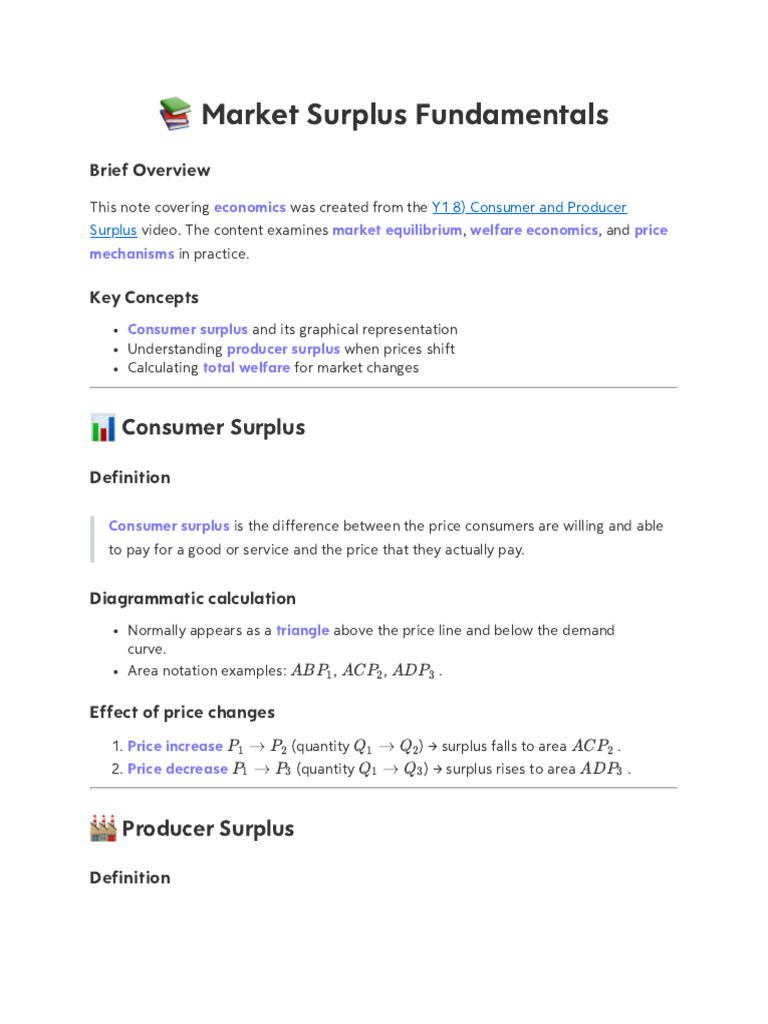 Market Surplus Explained: Key Concepts | PDF | Economic Surplus ...