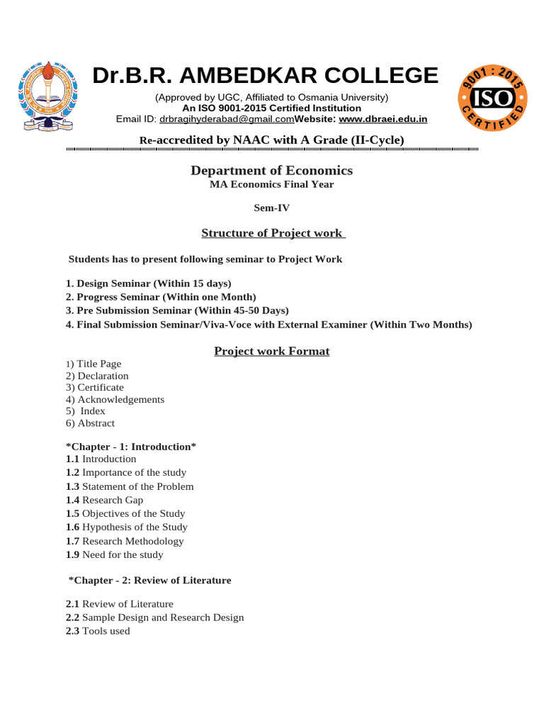 MA Project Work Format | PDF