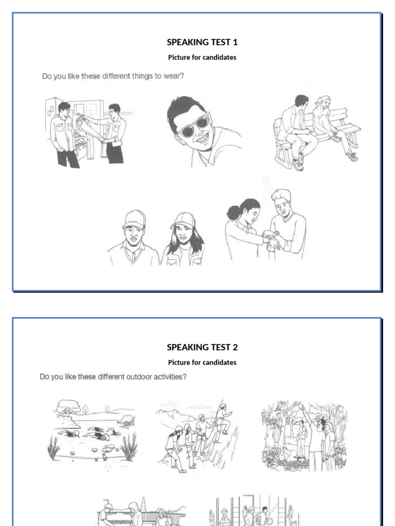 Level 1. Final Test. Speaking (For Candidates) | PDF