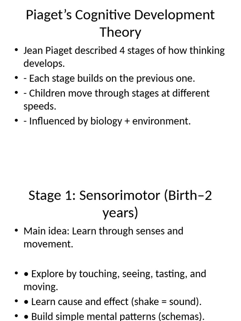 Piaget's Stages of Cognitive Development | PDF | Epistemology ...