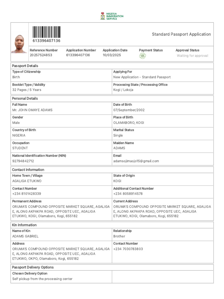 Standard Passport Application 2025 | PDF | Passport | Identity Document