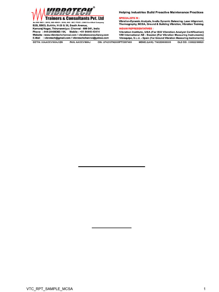 02 Vibrotech MCSA Sample Report | PDF | Electromagnetism | Electricity