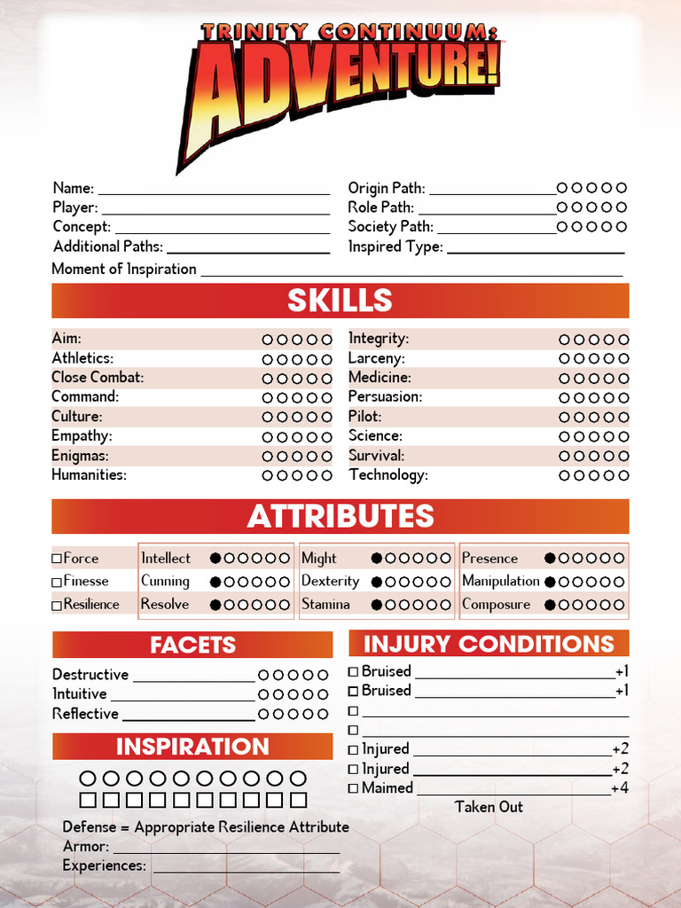 TC Adventure Character Sheet Interactive Revised | PDF