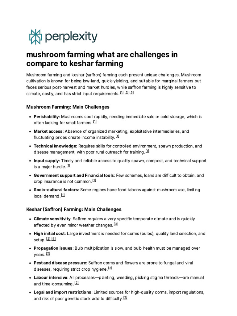 mushroom farming what are challenges in compare to | PDF | Agriculture