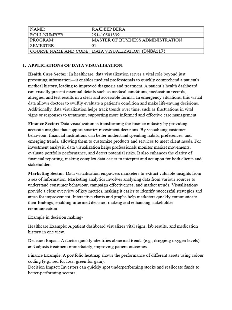 Assignment Mba Data Visualization (Dmba117) | PDF | Data | Data Analysis
