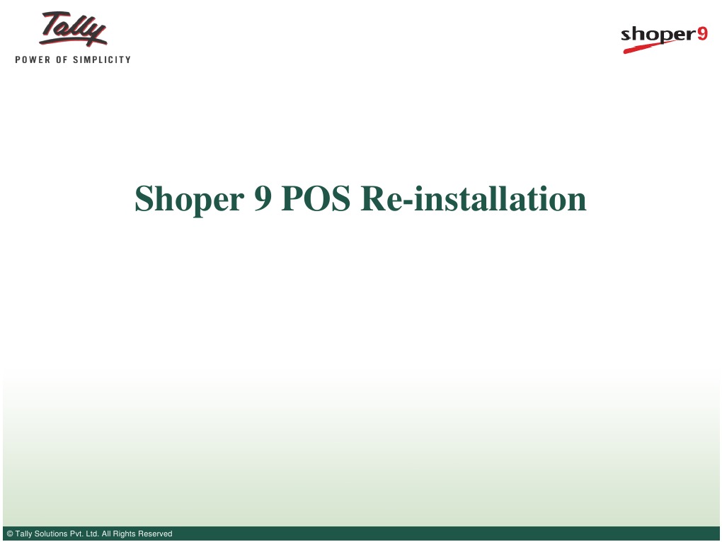 Shoper 9 POS Re-Installation - Tally Shopper - Tally Chennai - Tally ...