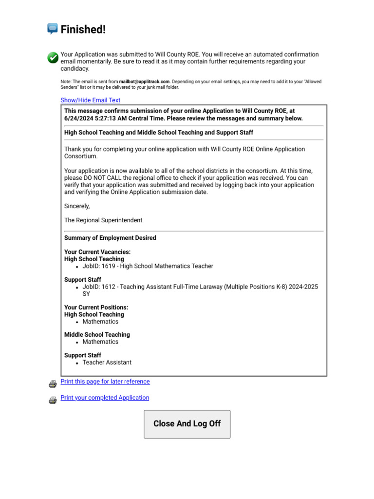 Will County ROE - Employment Application | PDF