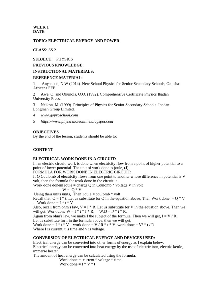 Electrical Energy and Power | PDF | Watt | Electric Power