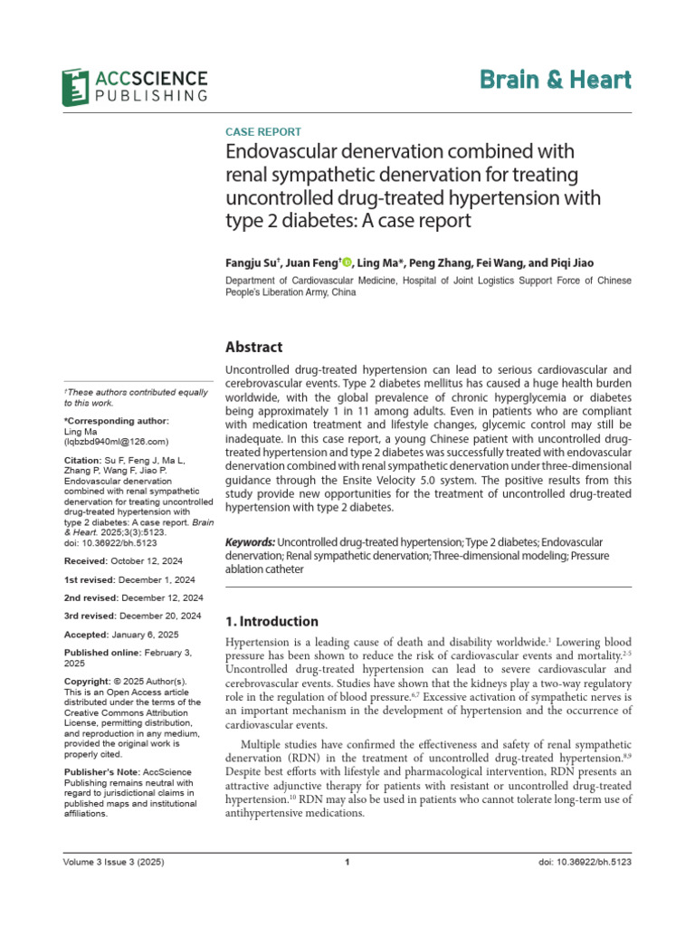 Endovascular denervation combined with renal sympathetic denervation ...