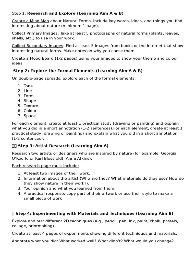 Natural Forms Art Project Guide | PDF | Drawing