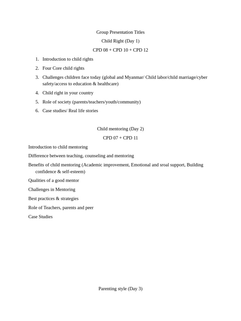 Group presentation | PDF | Mentorship | Parenting