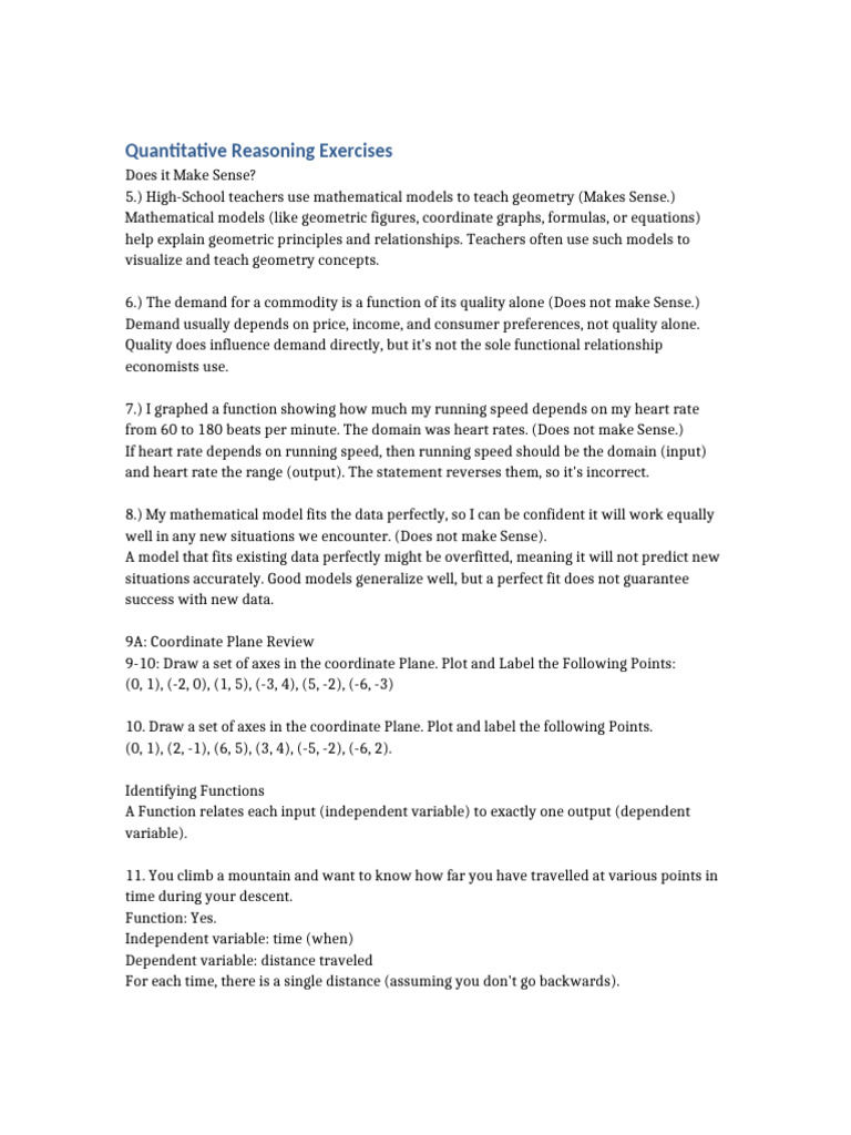 Quantitative Reasoning and Functions Guide | PDF | Demand ...