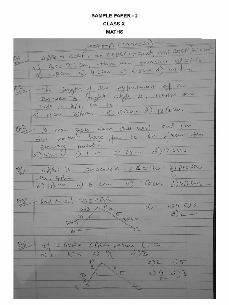 Class X Maths (SP-2) 07-12-2023 | PDF