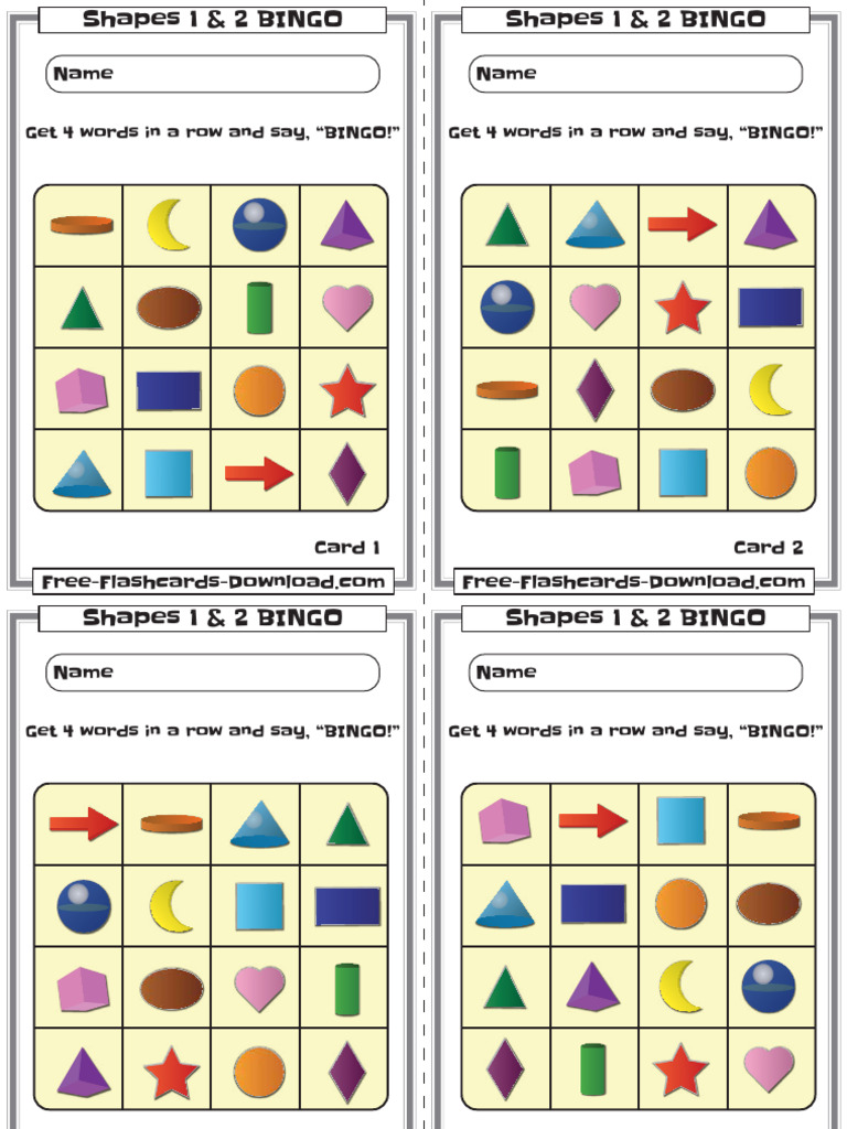 Shapes Bingo Cards 10sets | PDF