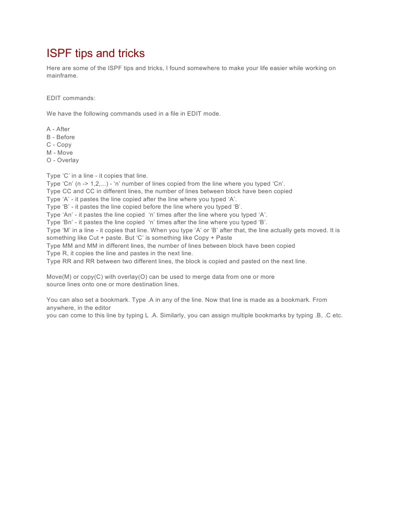 Mainframe Tips and Tricks | PDF