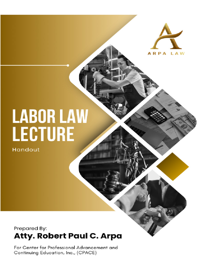Labor Law Lecture Handout - Atty. Robert Arpa | PDF | Cost Of Living | Overtime