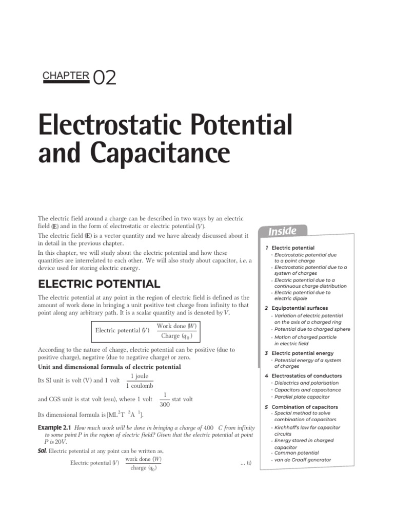 02 Electrostatic Potential and Capacitance (77-189) | PDF | Capacitance | Physical Quantities