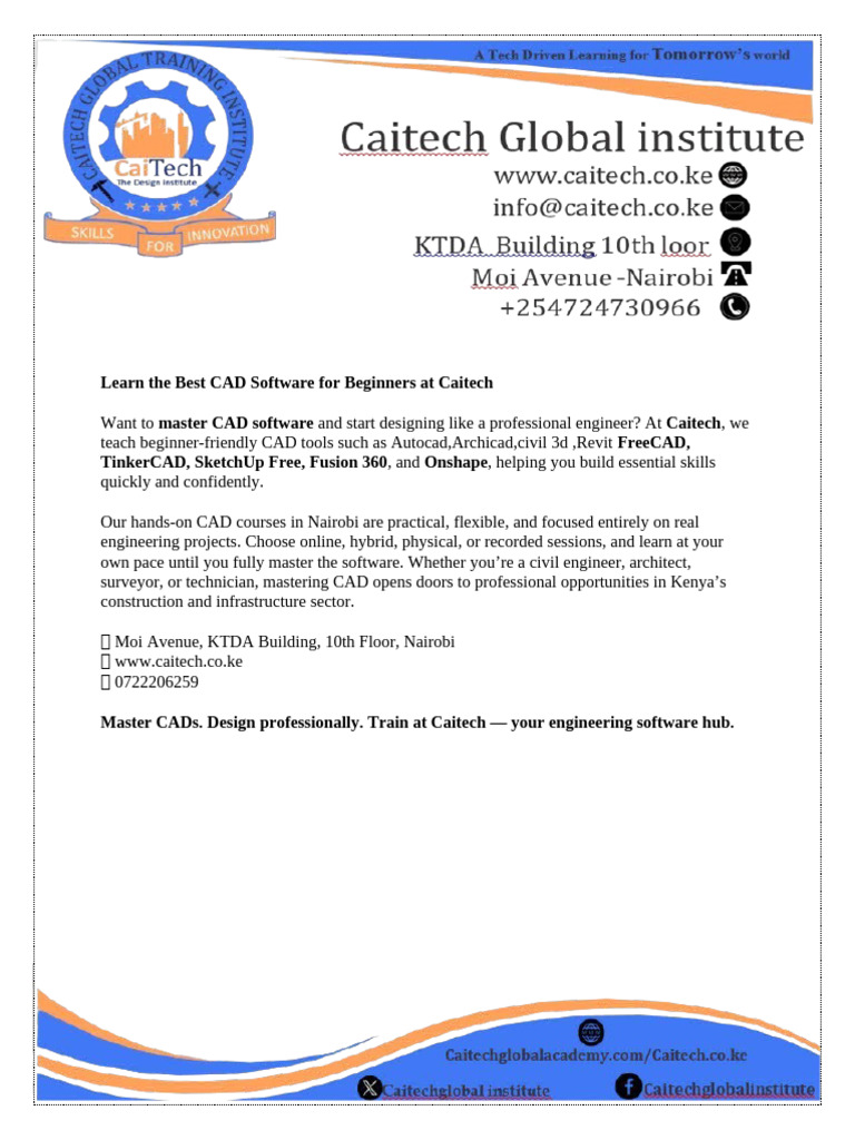 Learn The Best Cad Software For Beginners At Caitech Pdf