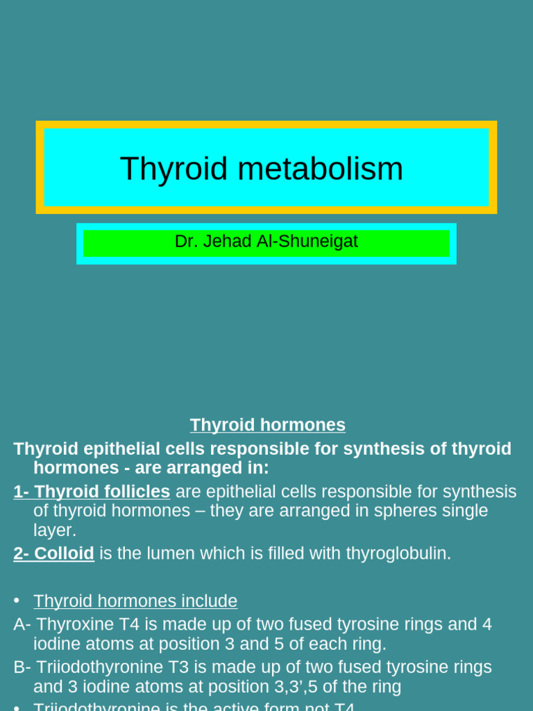 Dr Jehad Lect 5-Thyroid | PDF | Thyroid | Thyroid Stimulating Hormone