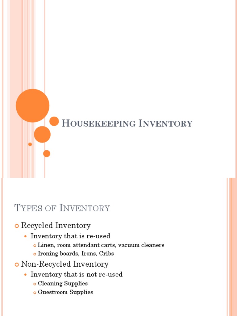 Chapter 12 Housekeeping Inventory | PDF | Linens | Housekeeping