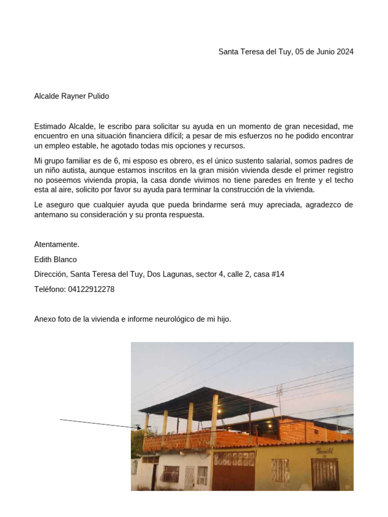 Solicitud de ayuda para vivienda en crisis | PDF