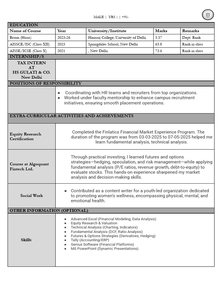Sample CV Format 2025-26.Docx (3) | PDF | Market (Economics) | Business
