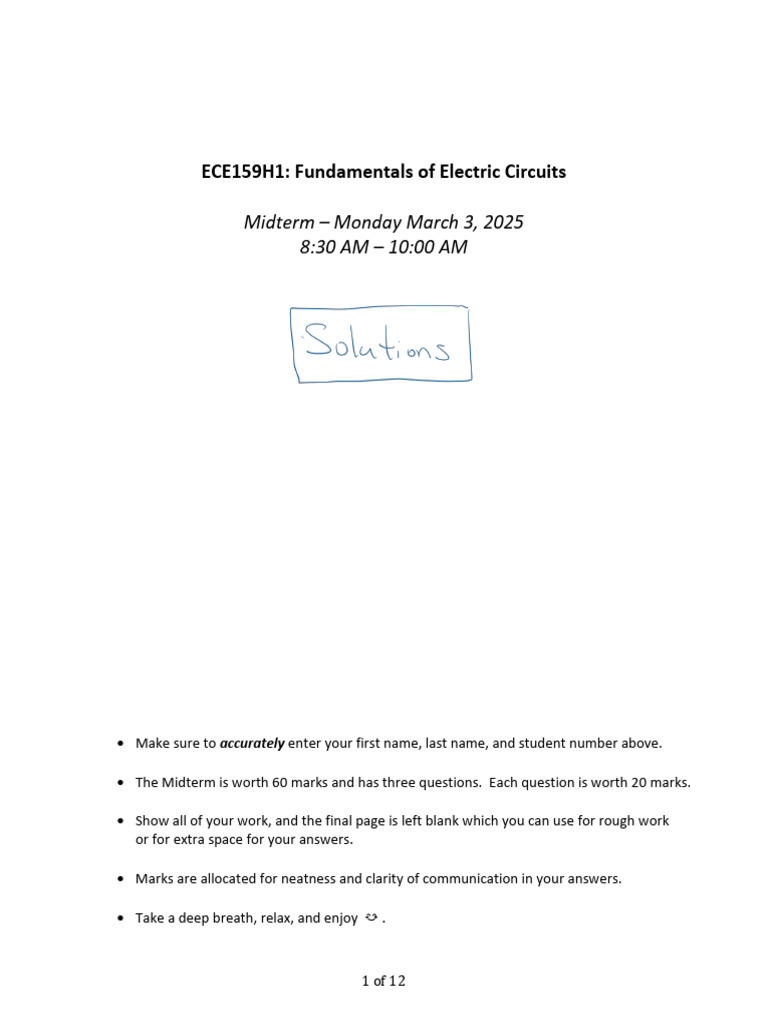 نمونه سوال میان ترم با حل 1 | PDF | Electrical Network | Operational ...